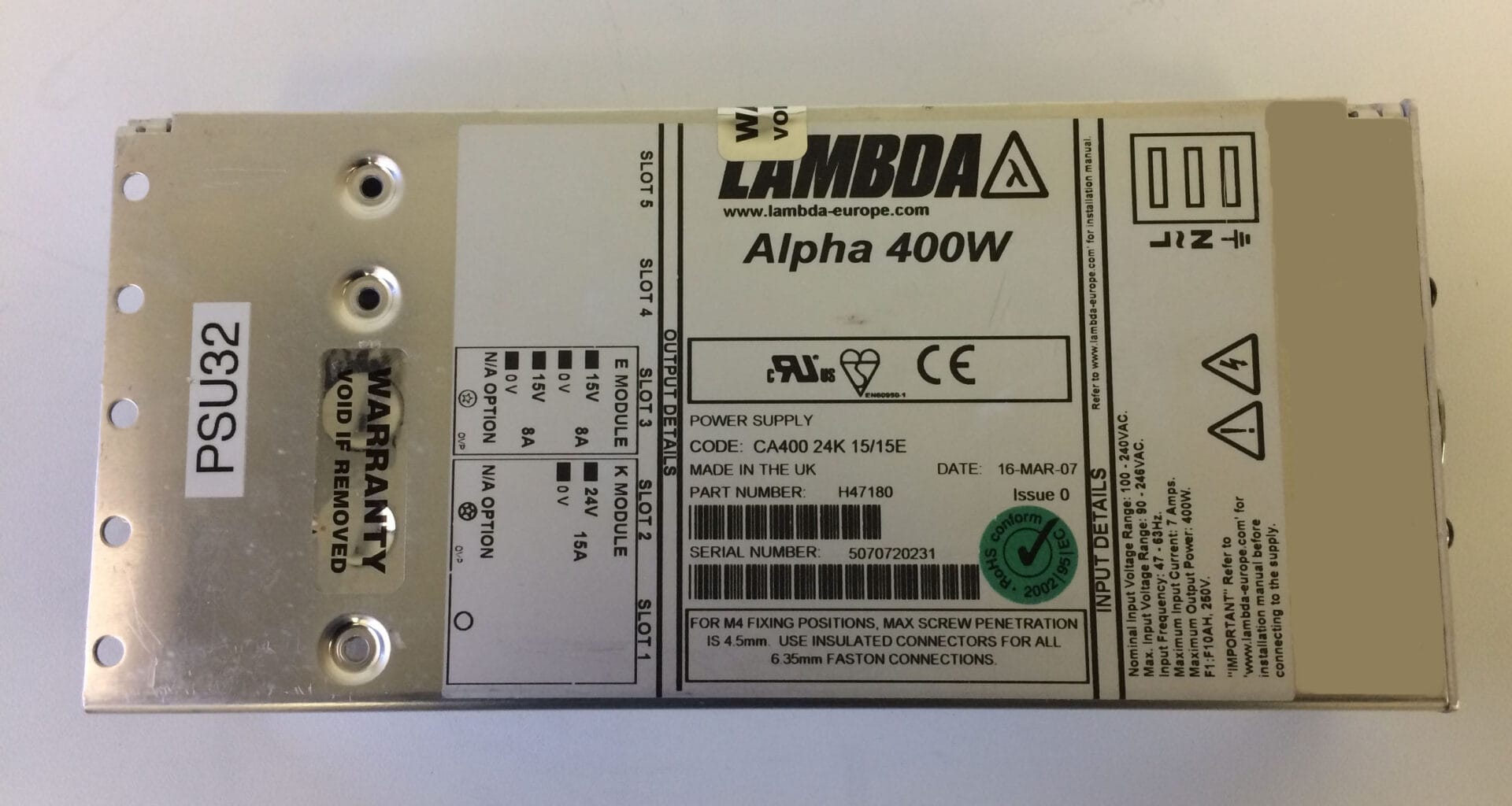 H47180 | Lambda Alpha 400W Power Supply - SemiGroup